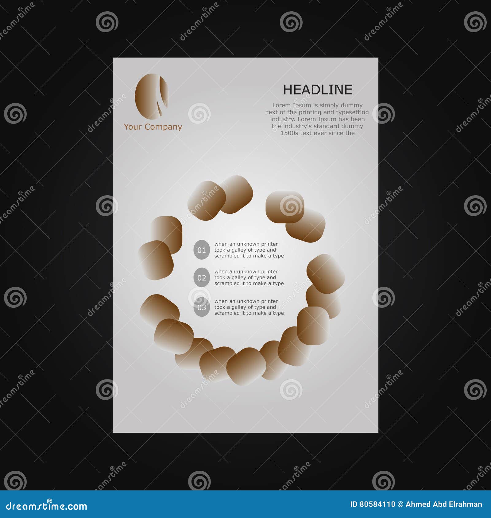 Brown Shapes Flyer Brochure Design Template Stock Vector - Illustration ...