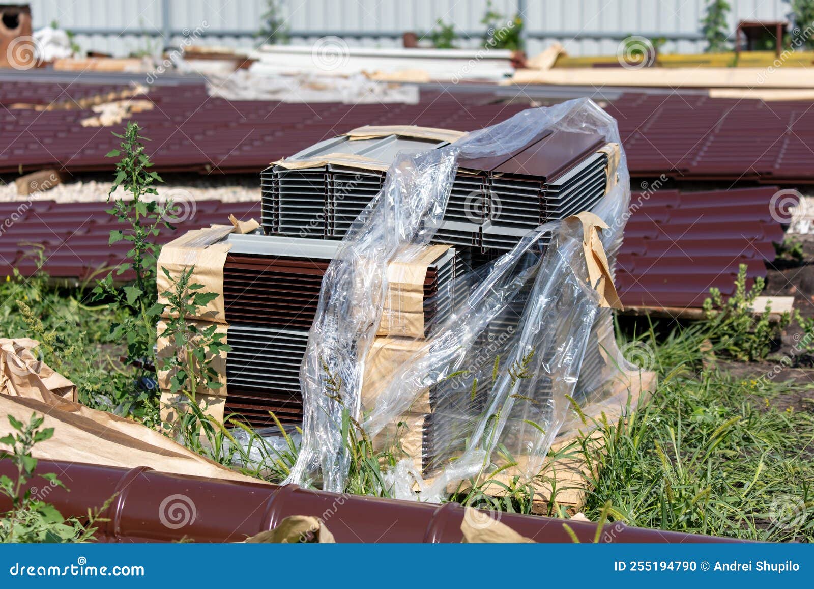 Brown Sheets for the Roof of the House. Stock Photo - Image of detail ...