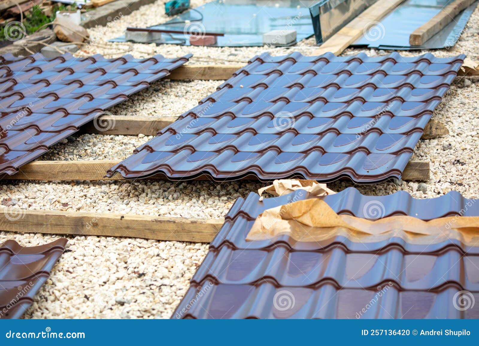 Brown Sheets for the Roof of the House. Stock Photo - Image of sheet ...