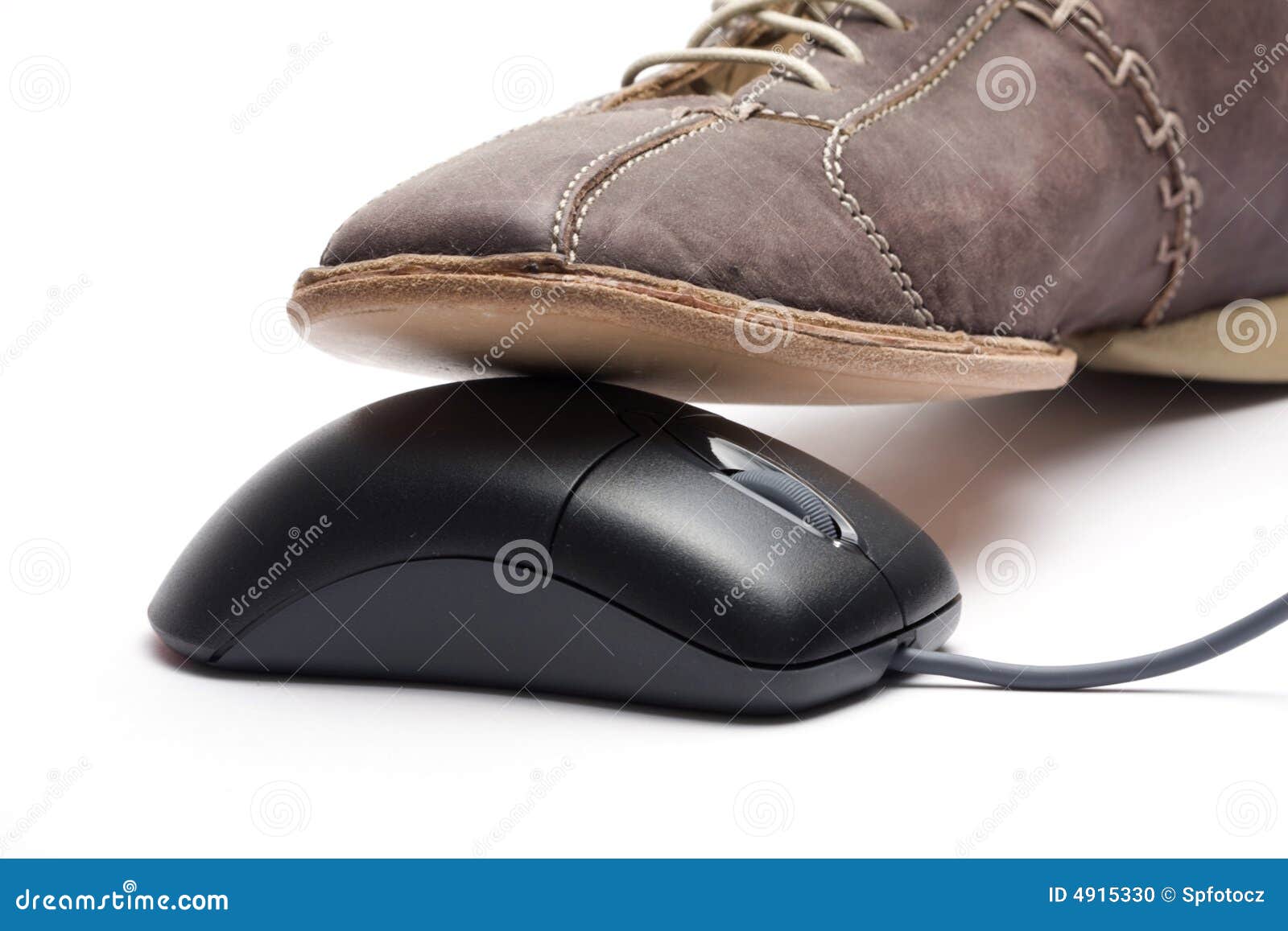 Brown shoe and black mouse stock photo. Image of back - 4915330