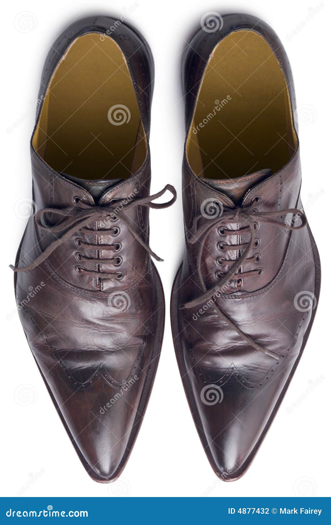 Brown shoes from above stock photo. Image of leather, laces - 4877432