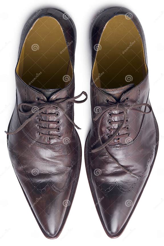 Brown shoes from above stock photo. Image of leather, laces - 4877432