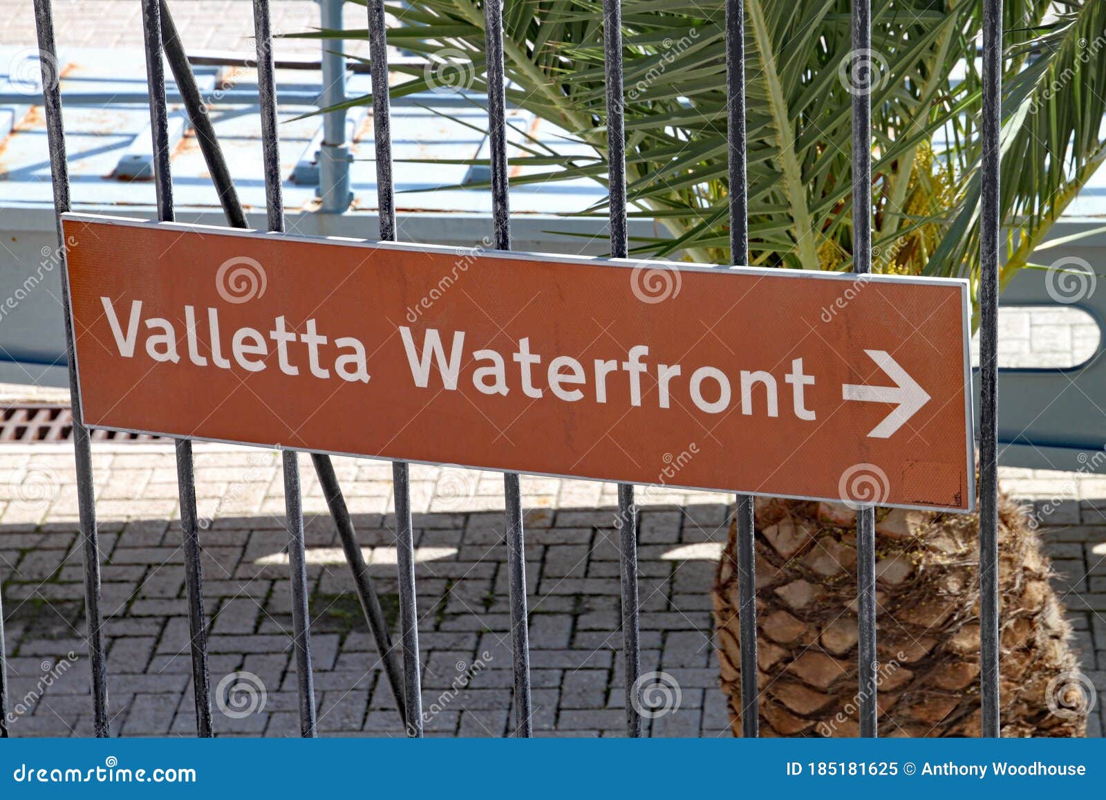 Brown Sign Pointing To Valletta Waterfront Stock Image - Image of water ...