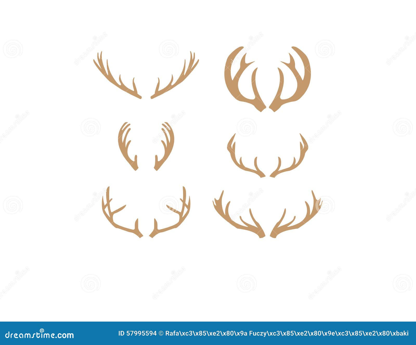 Brown Silhouettes of Deer Antlers Vector Stock Vector - Illustration of ...