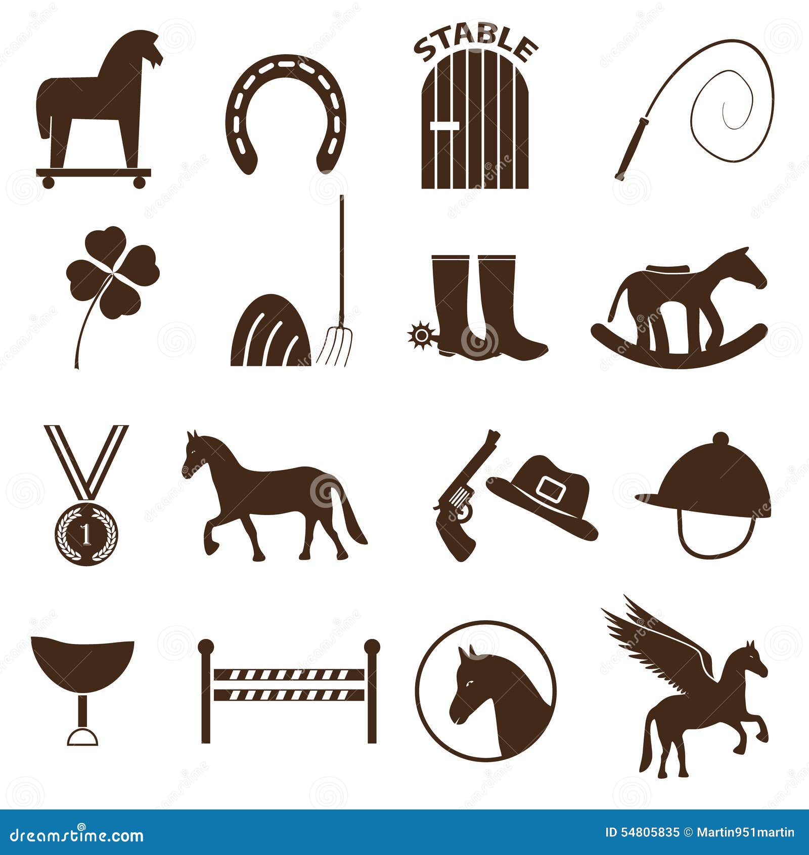 Brown Simple Horse Theme Icons Set Eps10 Stock Vector - Illustration of ...