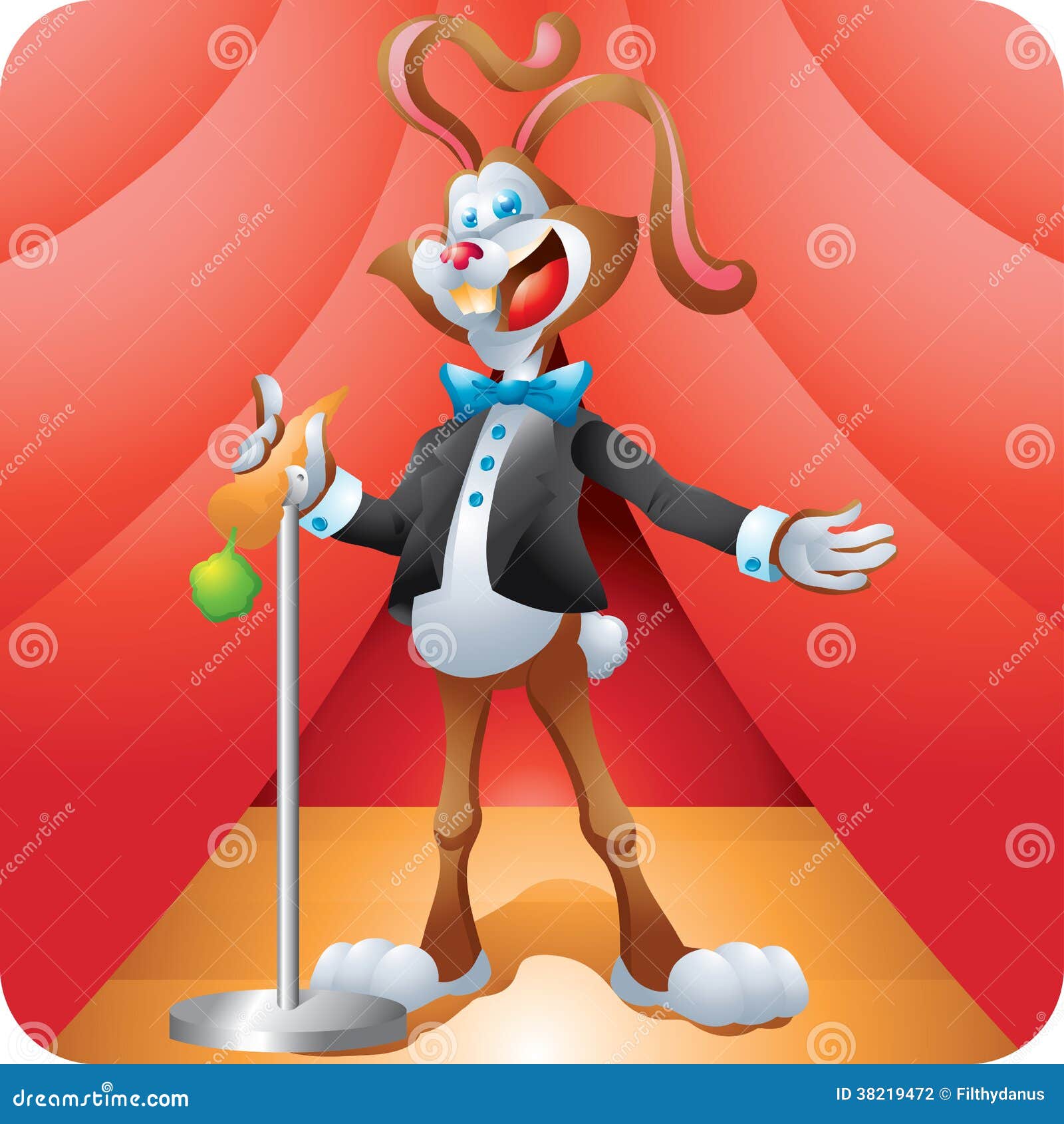Brown Singing Rabbit on Stage Stock Vector - Illustration of cartoon ...