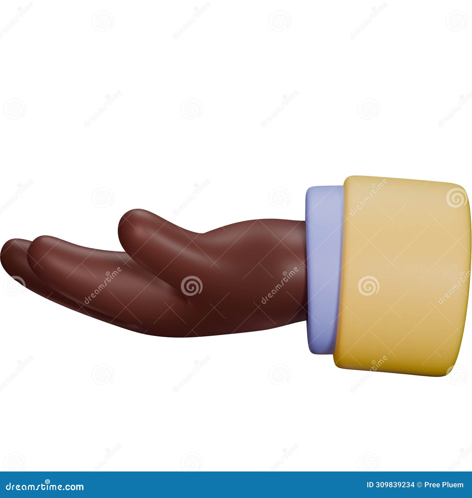 Brown Skin Hand Sign 3D Render Cartoon Style Icon Set Isolate Element ...