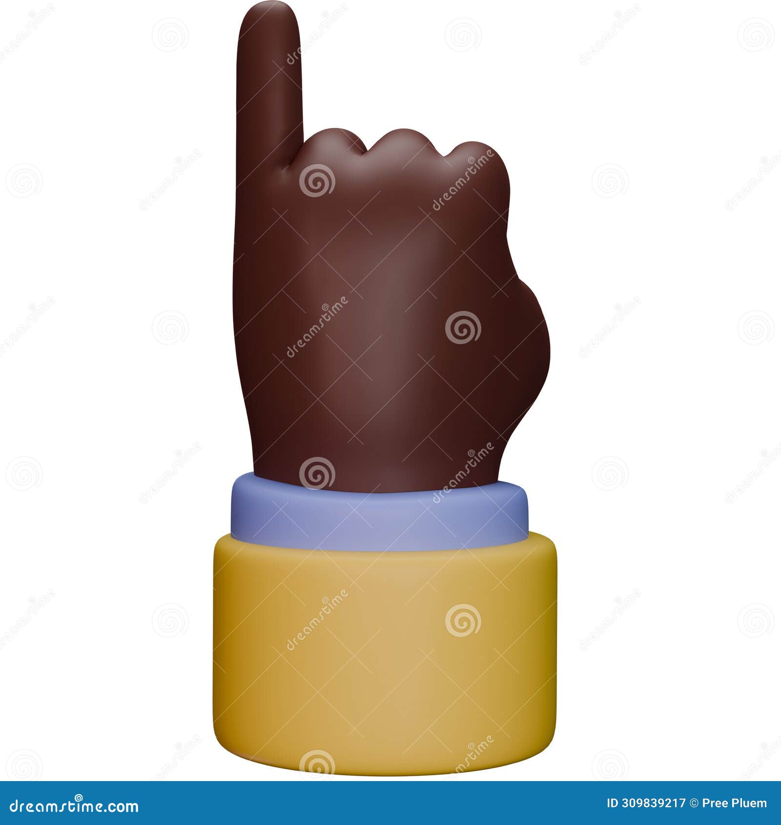 Brown Skin Hand Sign 3D Render Cartoon Style Icon Set Isolate Element ...