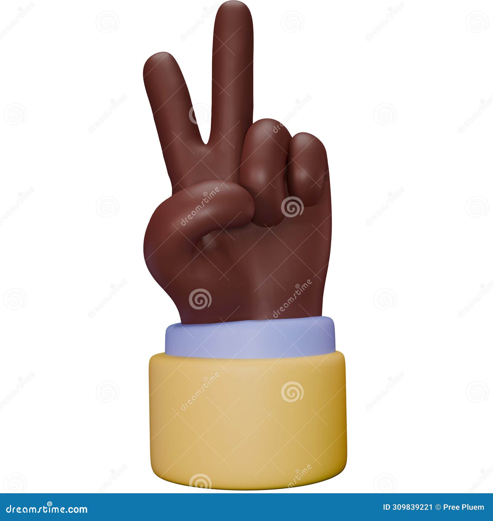 Brown Skin Hand Sign 3D Render Cartoon Style Icon Set Isolate Element ...