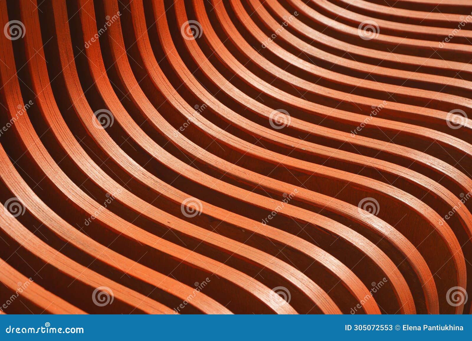Brown Slats, Wooden Bench Pattern with Curved Geometry, Vertical Slats ...