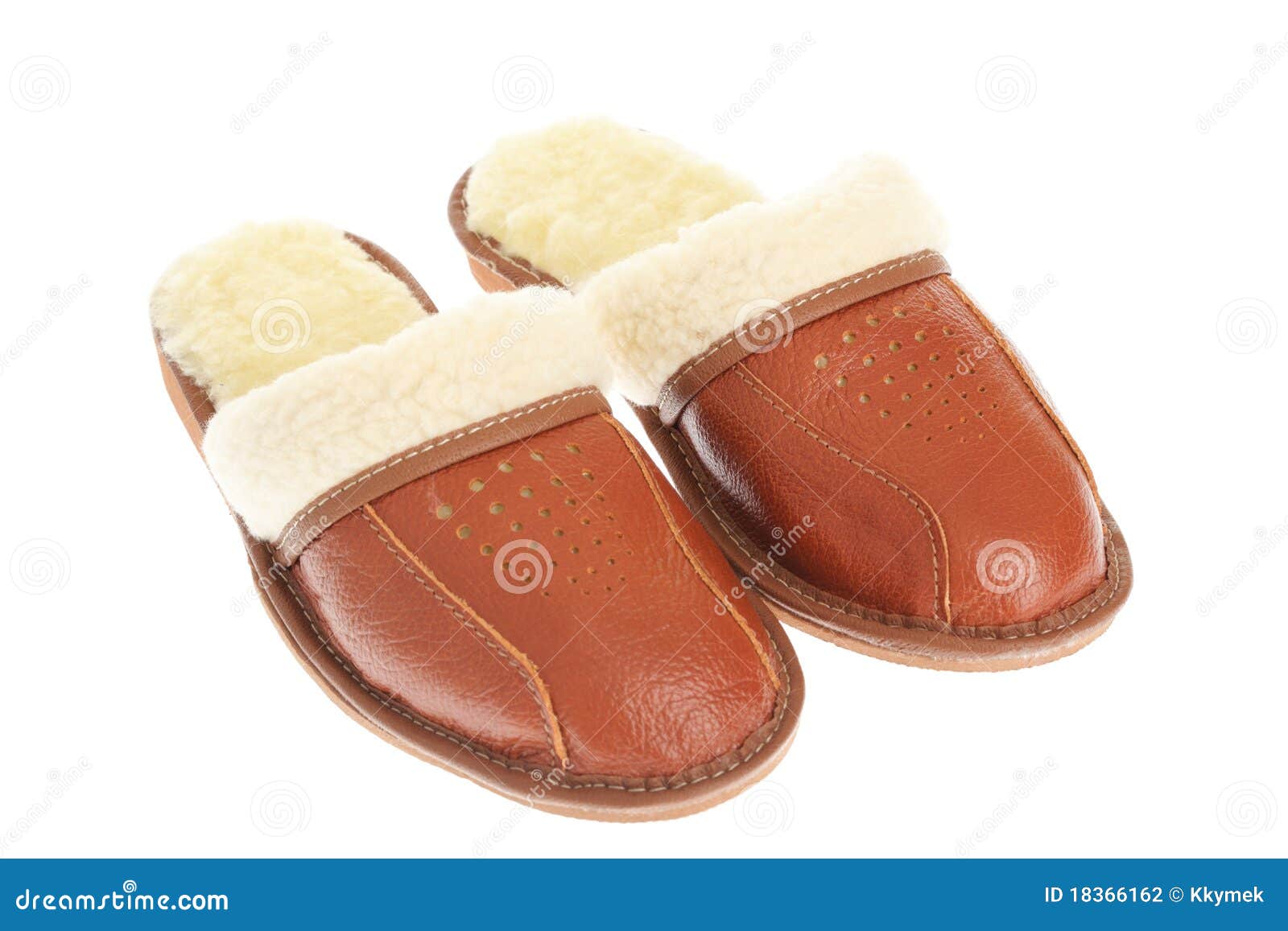 Brown Slippers Isolated on a White Background. Stock Photo - Image of ...
