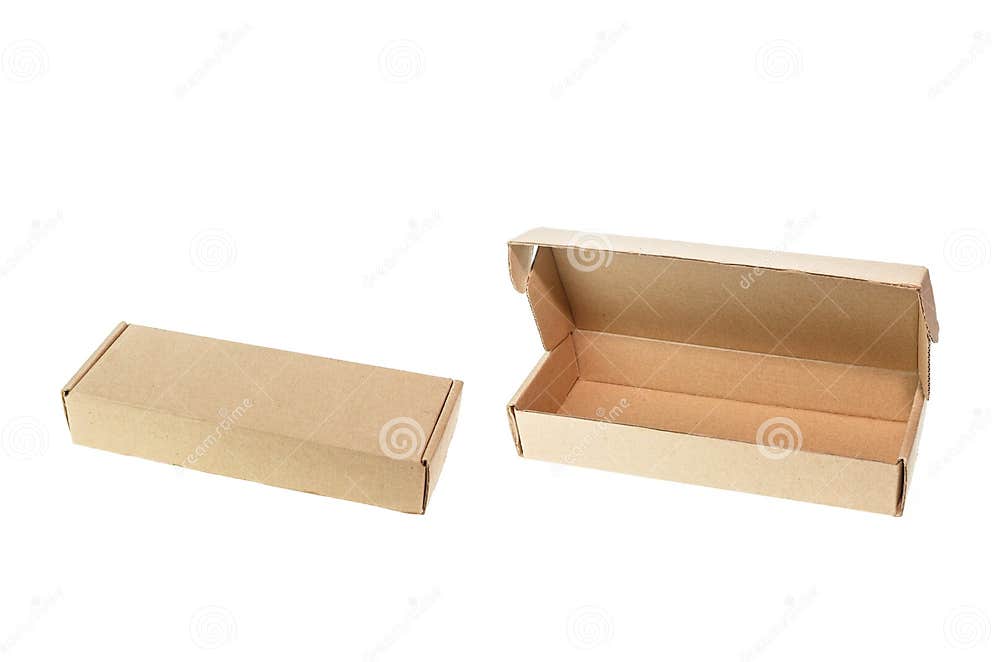 Brown Small Cardboard Box Isolated on White Stock Photo - Image of ...