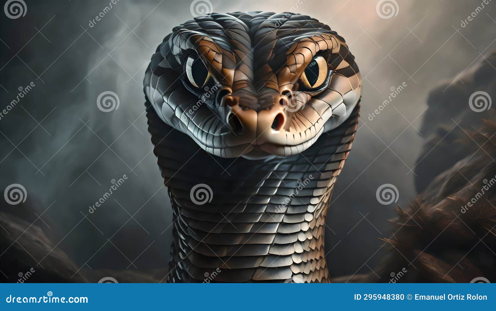 Brown Snake Portrait with Orange Eyes Inside a Cave Stock Photo - Image ...