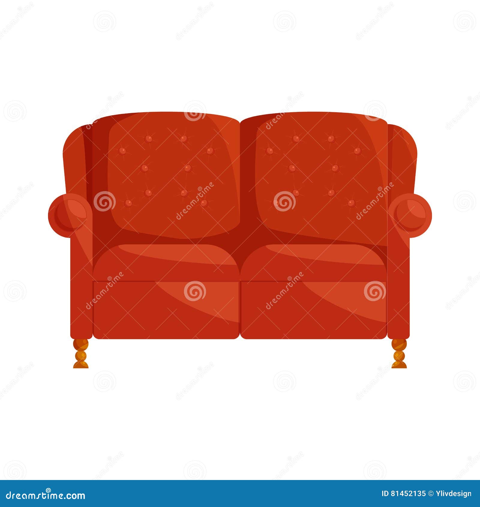 Brown Sofa Icon in Cartoon Style Stock Vector - Illustration of ...