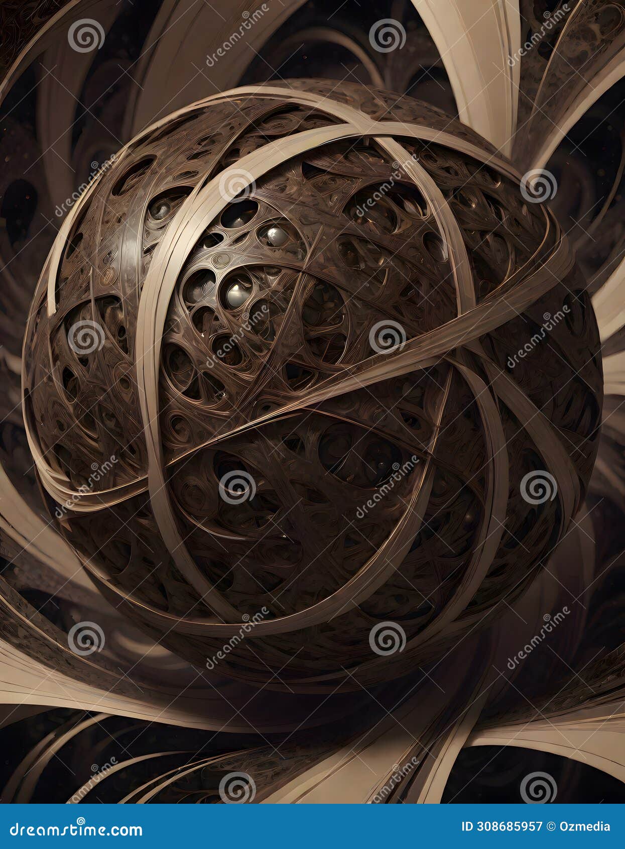 Brown Spheres Interwoven, Displaying a Complex Structure of Artistic ...