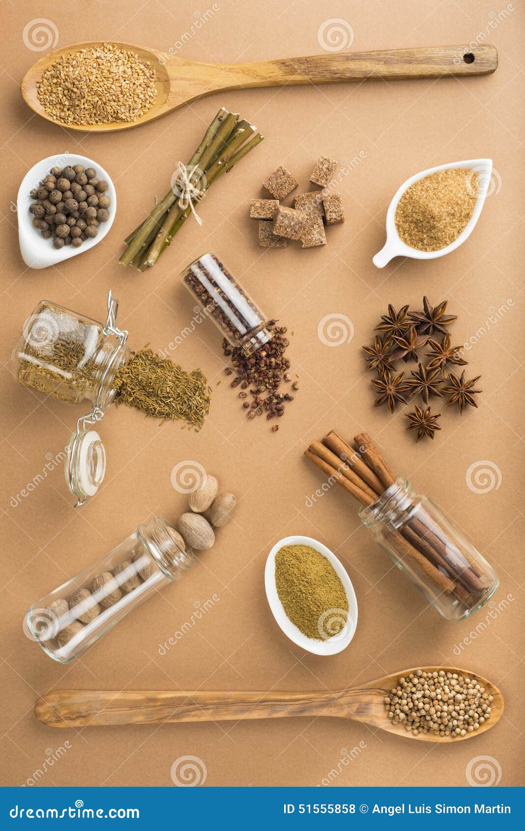 Brown Spices on a Brown Background Stock Photo - Image of condiments ...