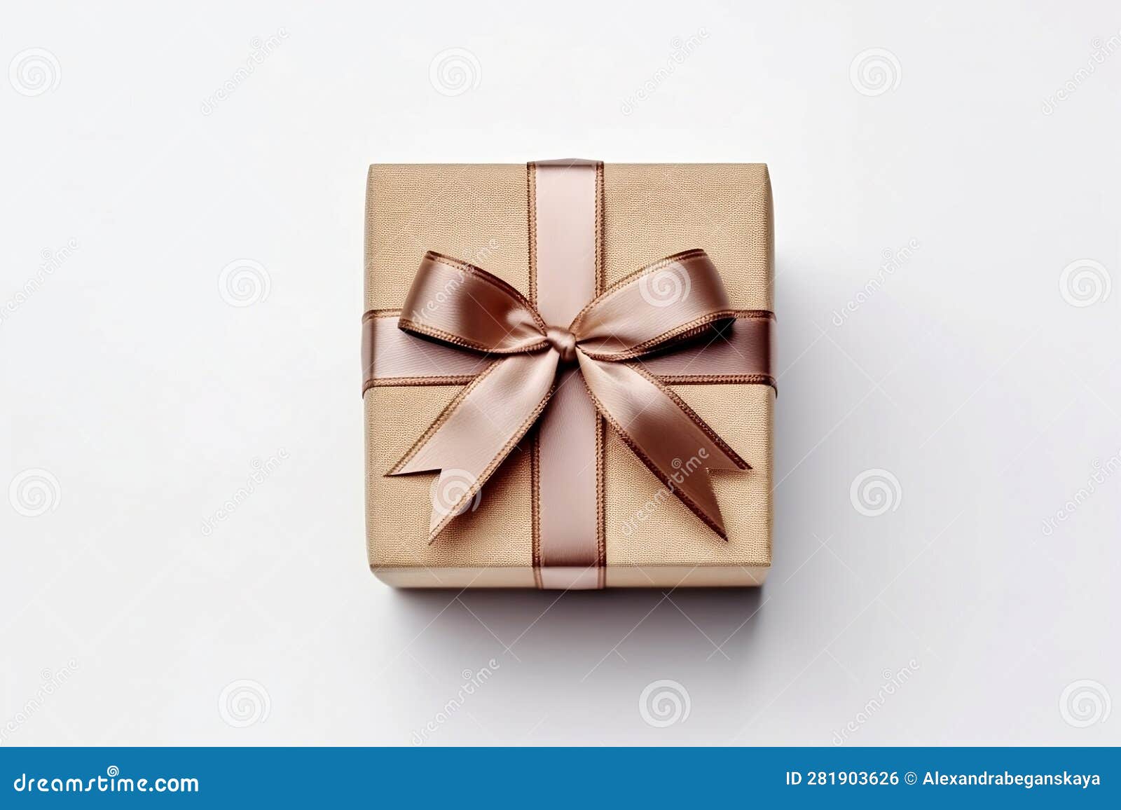 Brown Square Box with Ribbon and Bow Stock Illustration - Illustration ...