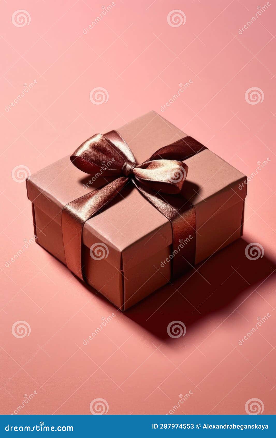 Brown Square Box with Ribbon and Bow Stock Illustration - Illustration ...