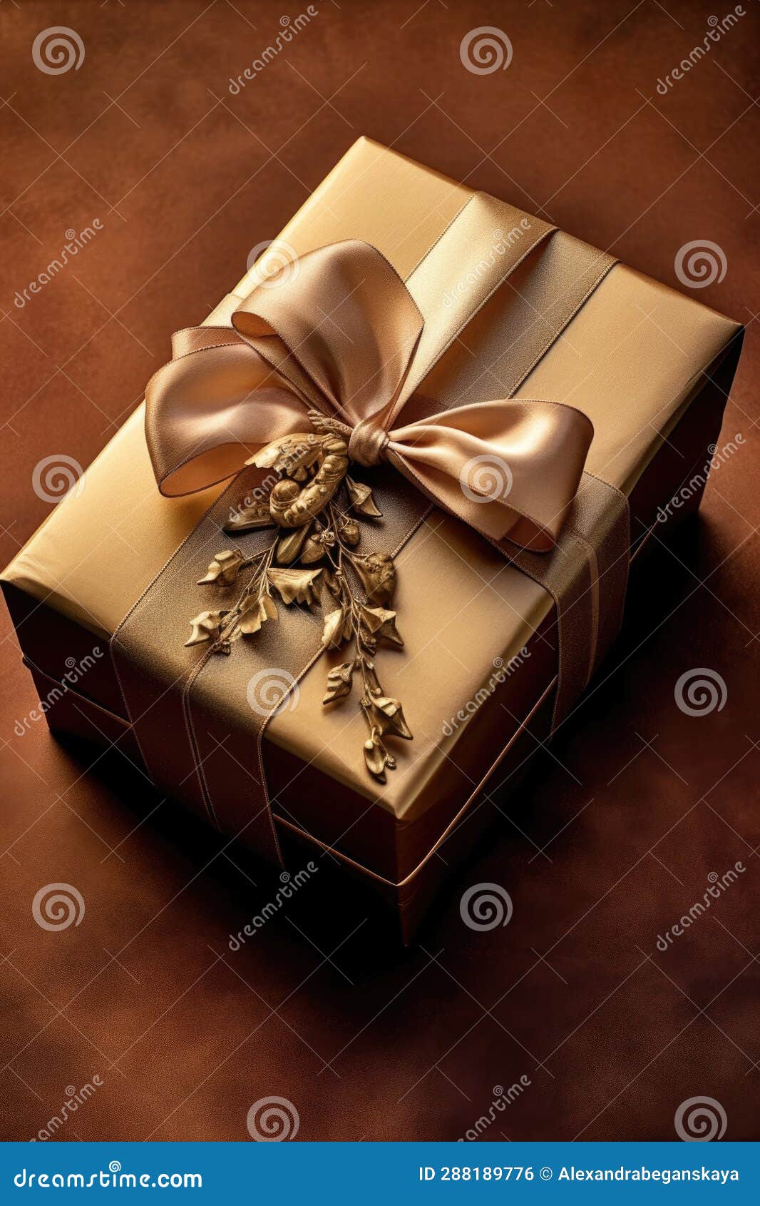 Brown Square Box with Ribbon and Bow Stock Illustration - Illustration ...