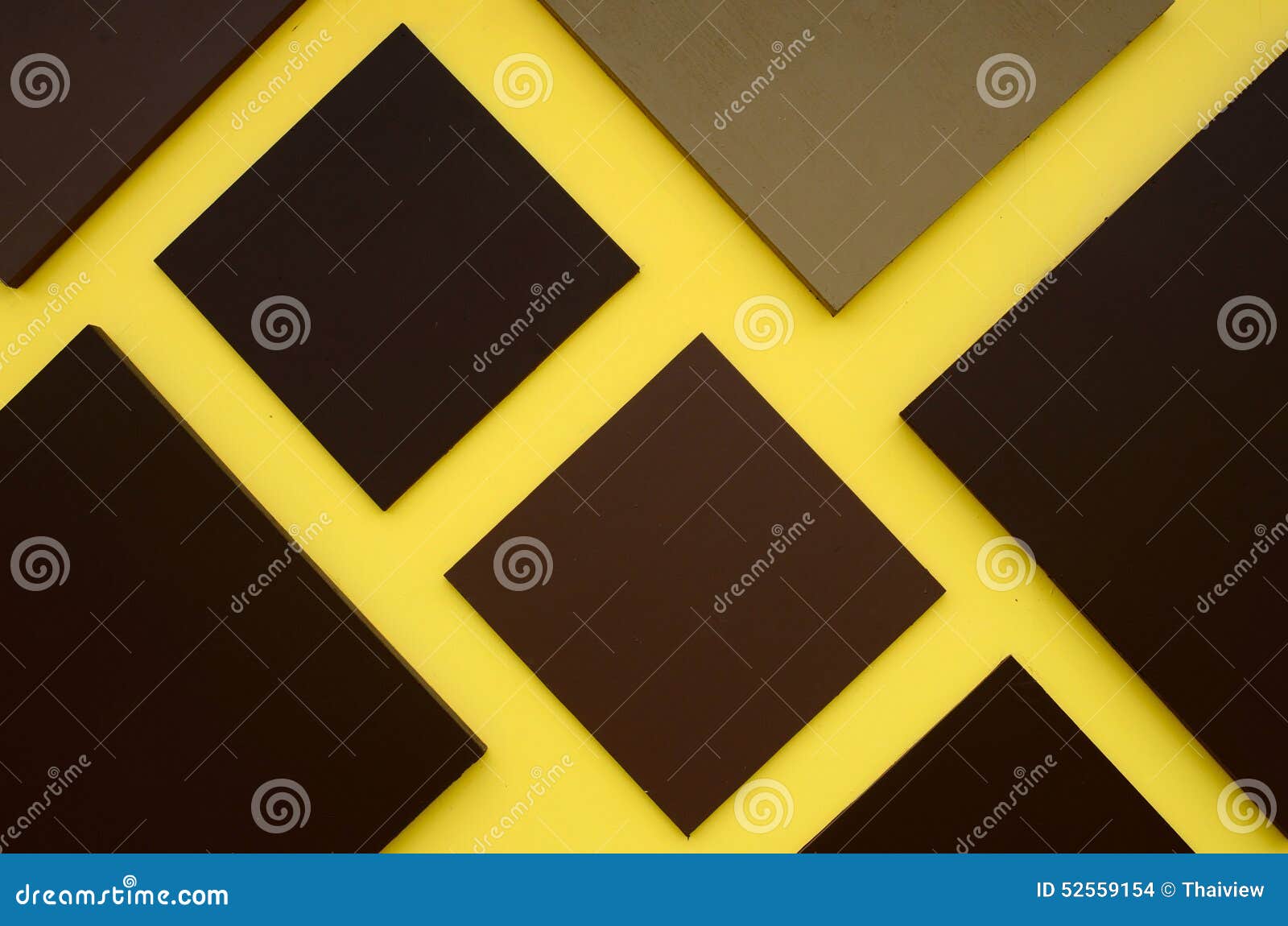 Brown Square Box on Yellow Background Stock Photo - Image of concept ...