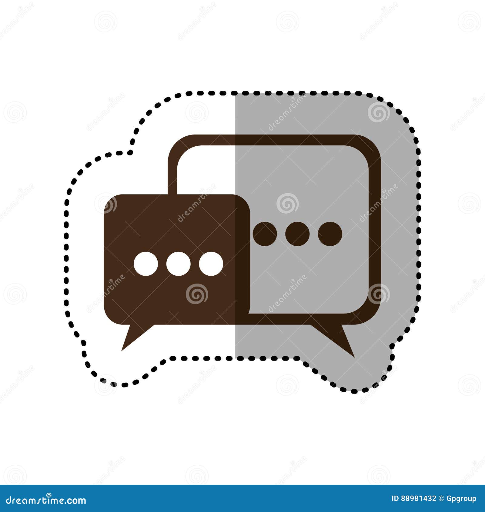 Brown Square Chat Bubbles Icon Stock Illustration - Illustration of ...