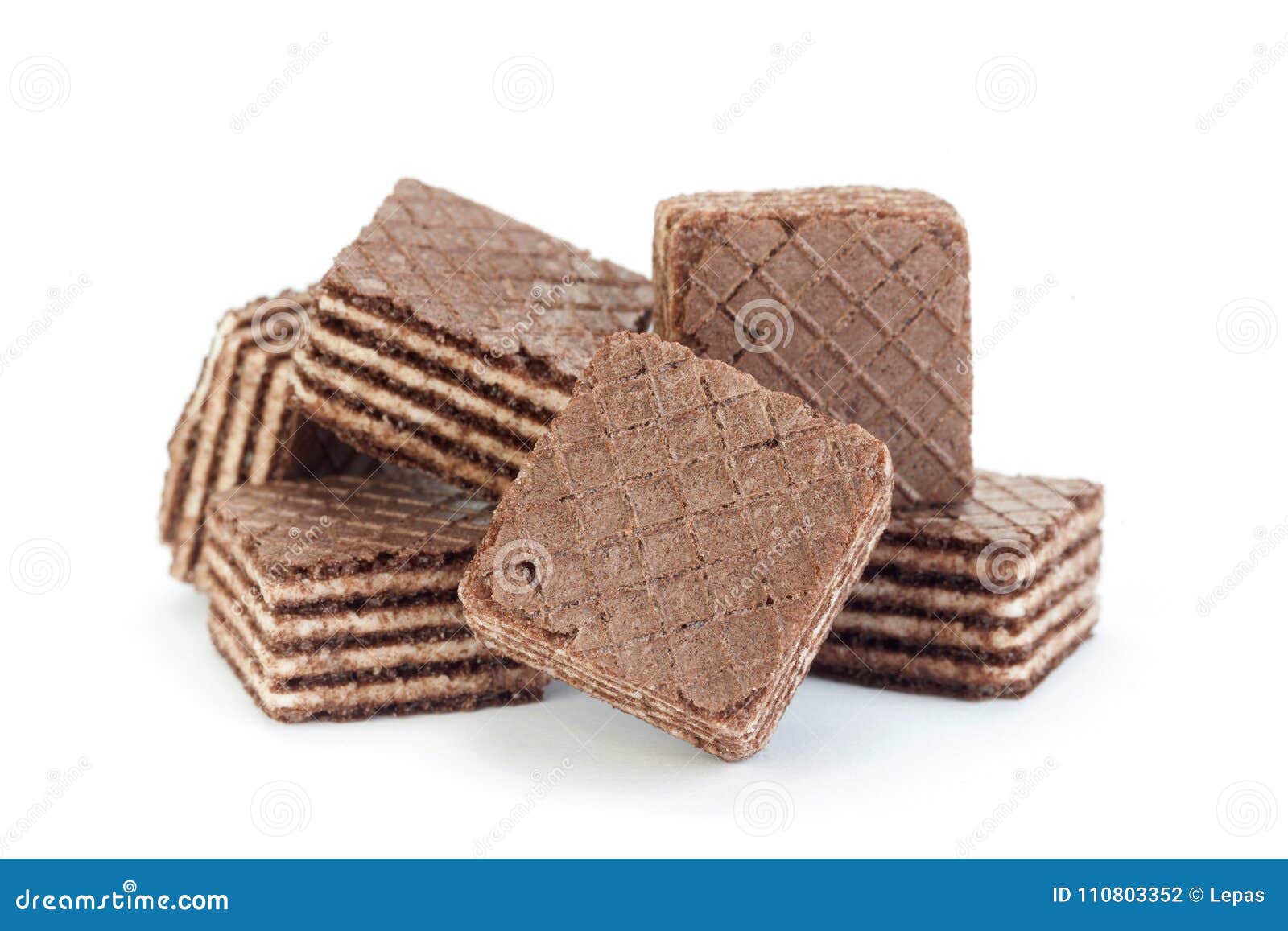 Brown Square Wafers on White Stock Photo - Image of biscuits, square ...