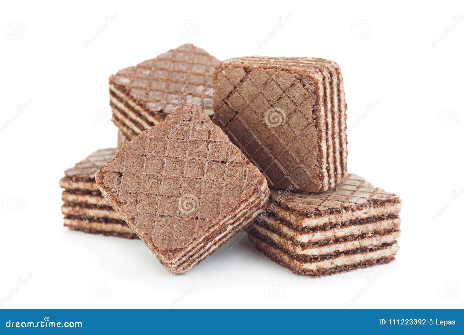 Brown Square Wafers on White Stock Photo - Image of chocolate, square ...