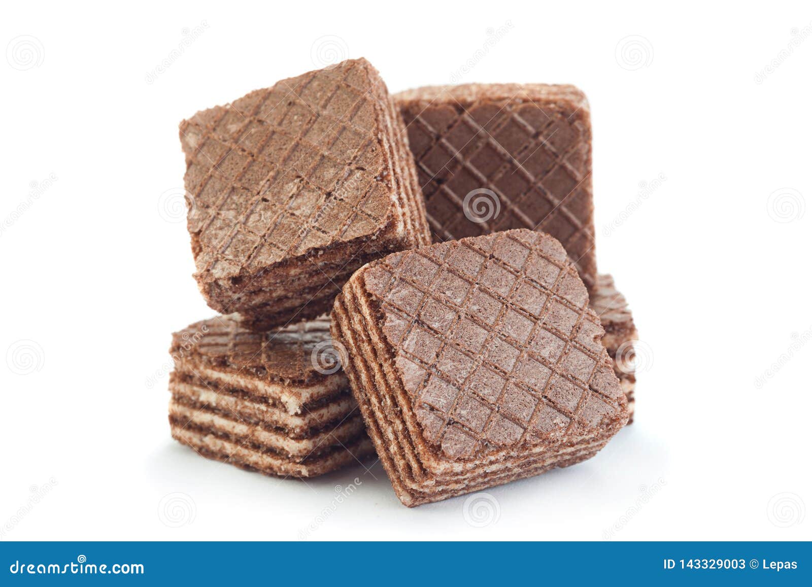 Brown Square Wafers on White Stock Image - Image of biscuits, pastry ...