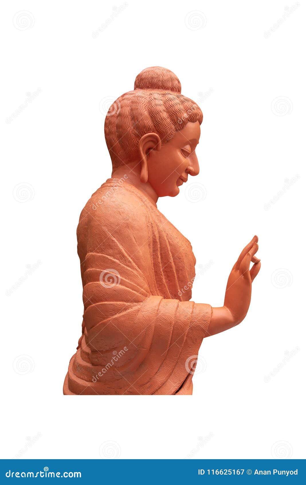 Brown Statue of the Buddha Side View in the Temple Isolate on White ...