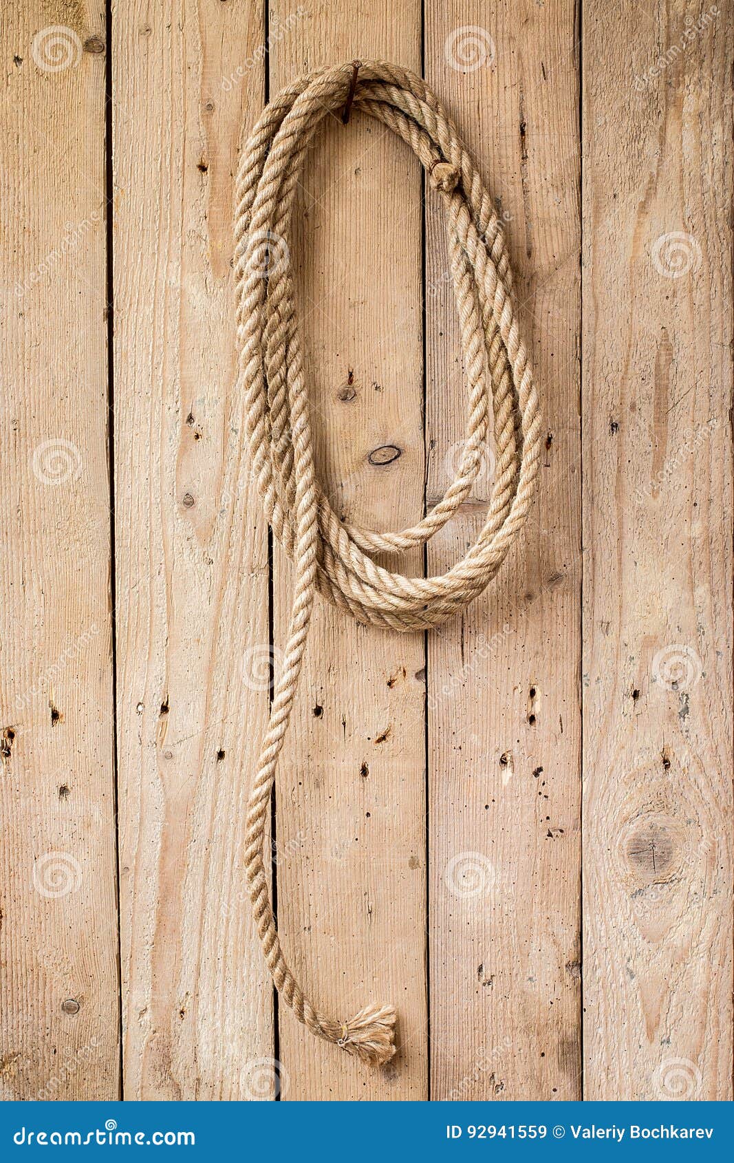 Brown String Hanging on Wooden Wall Stock Image - Image of loop, rough ...
