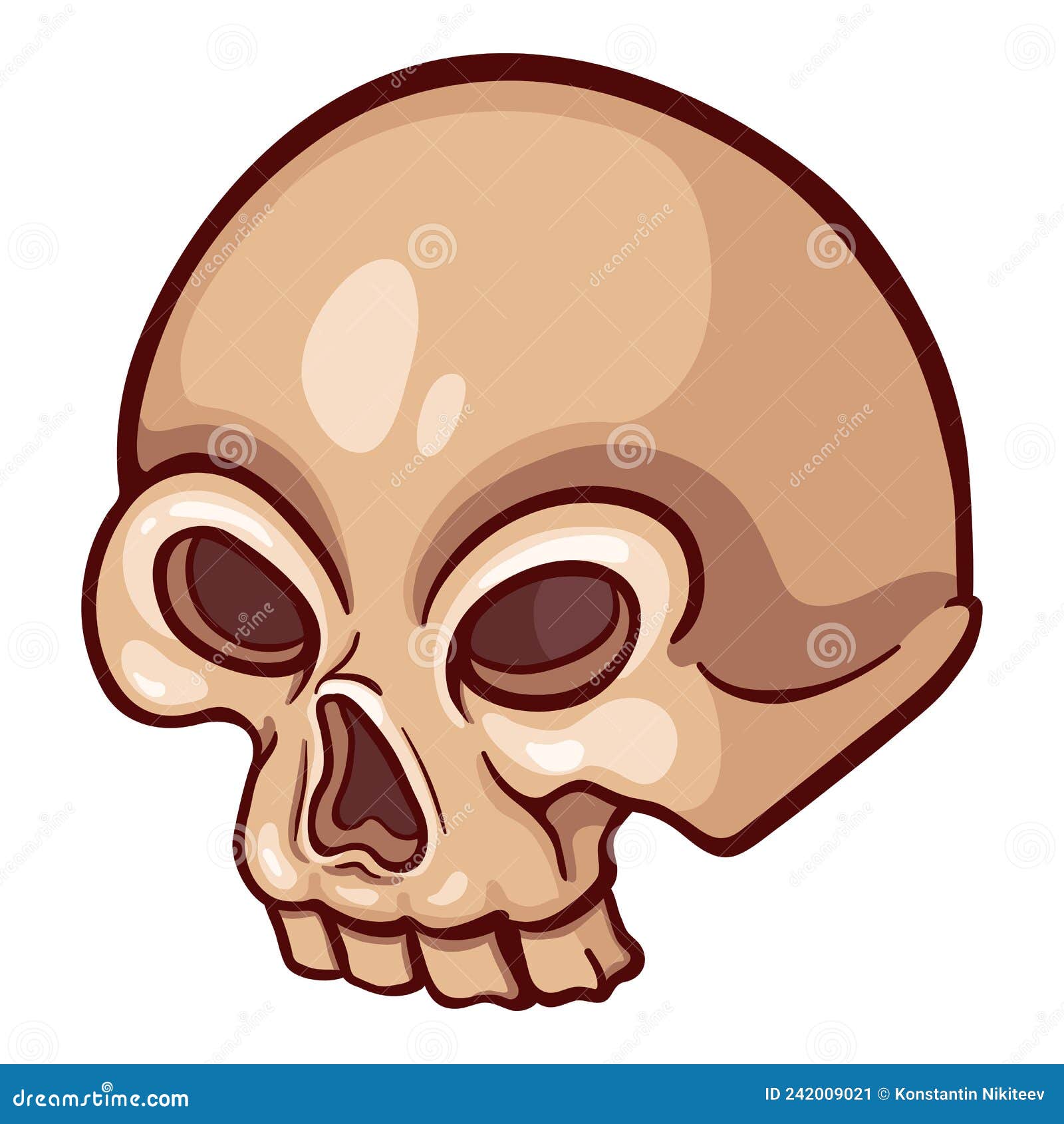 Brown Stylized Skull Illustration. Comics Style Icon Stock Vector ...