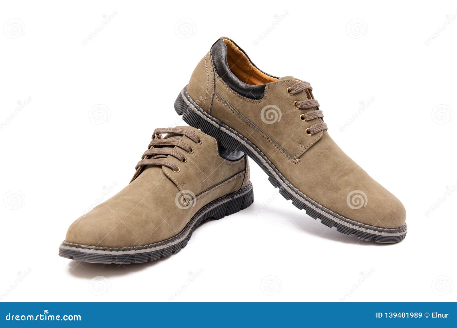 The Brown Suade Shoes Isolated on White Background Stock Image - Image ...