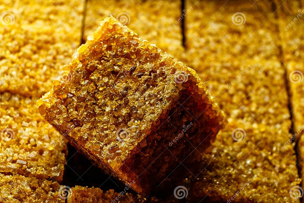 Brown Sugar Cube Macro Image. Sugar Cube on Top of Other Cubes in Pack ...