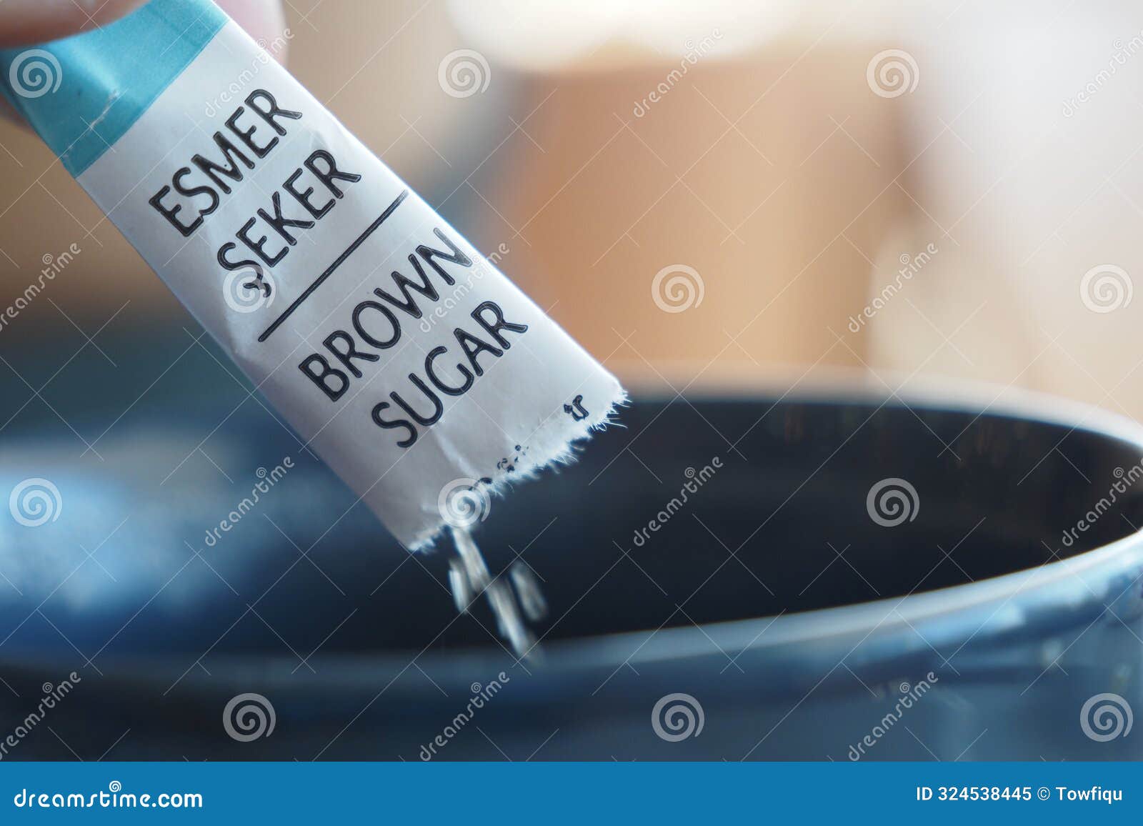 Brown Sugar in a Paper Packet Pouring Stock Image - Image of sugar ...