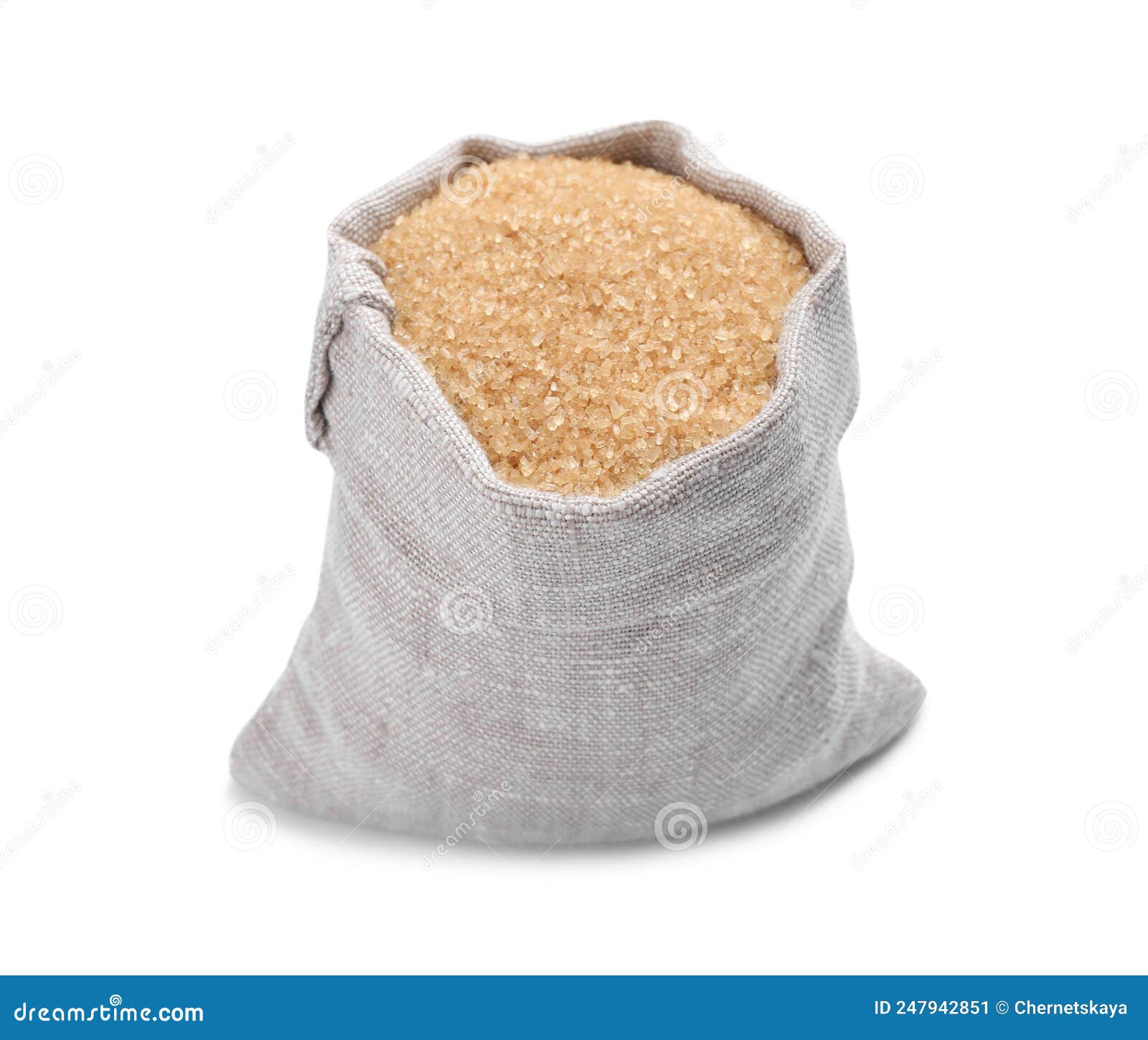 Brown Sugar in Sack Isolated on White Stock Image - Image of sucrose ...