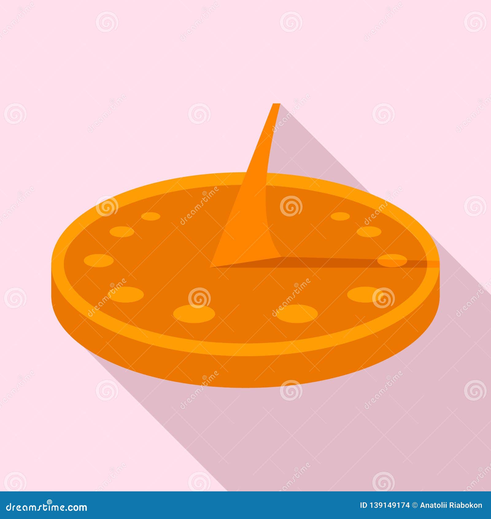 Brown Sundial Icon, Flat Style Stock Vector - Illustration of present ...