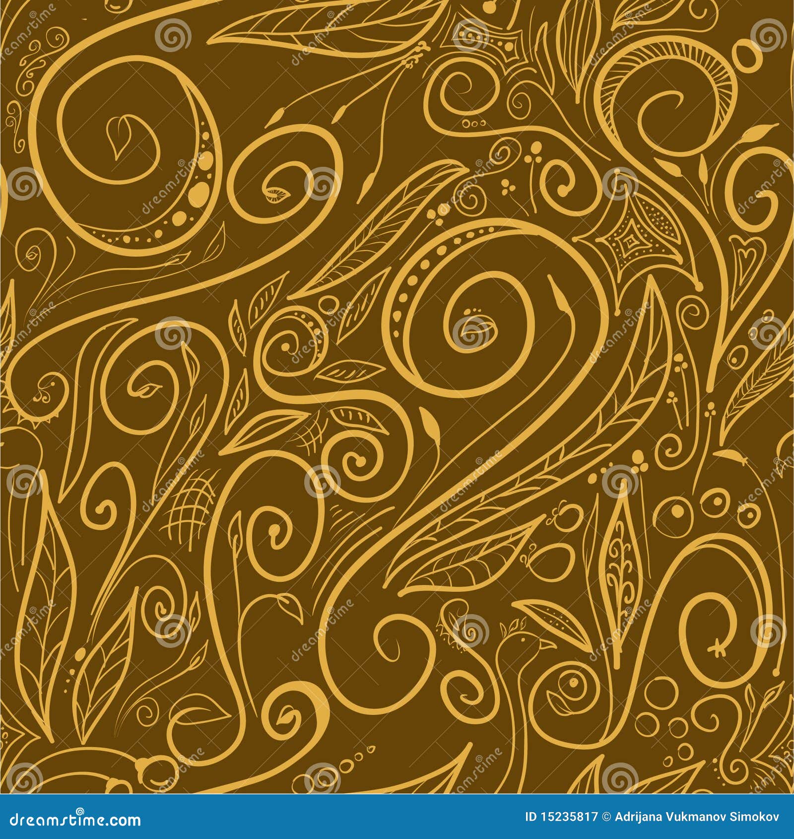 Brown Swirls - Seamless Pattern Stock Vector - Illustration of plant ...