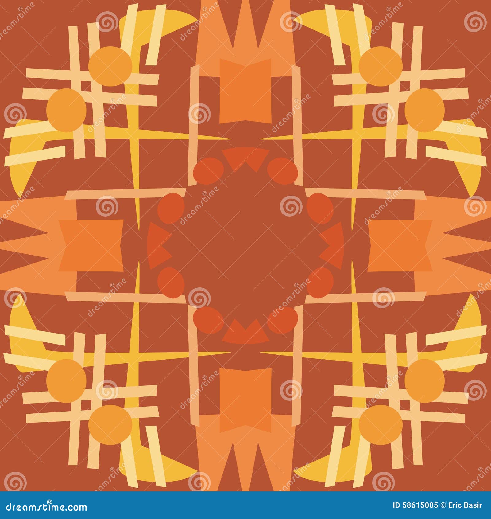Brown Symmetrical Tile Patterns Stock Illustration - Illustration of ...