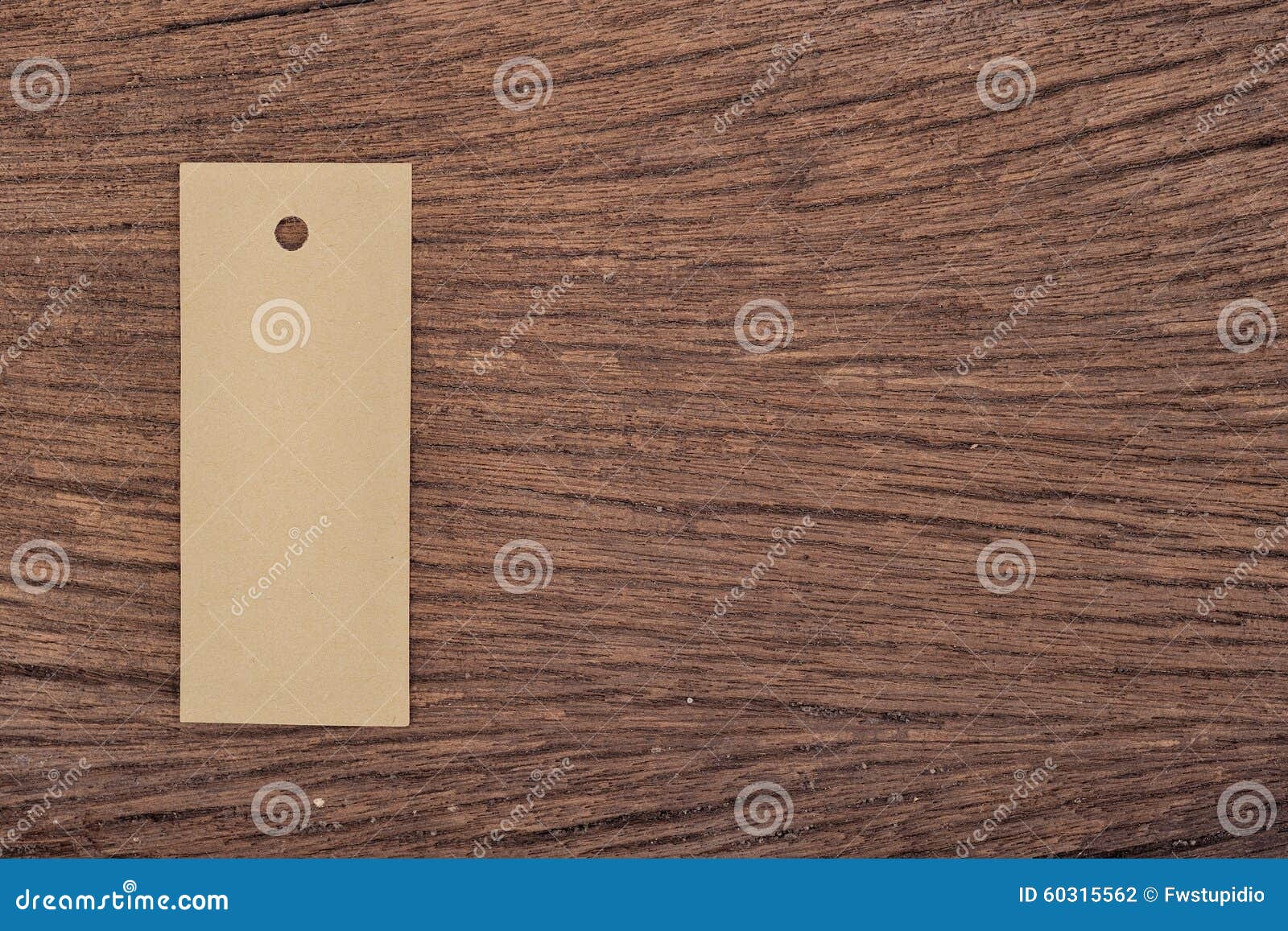 Brown Tag on Wood Table for Text and Background Stock Photo - Image of ...