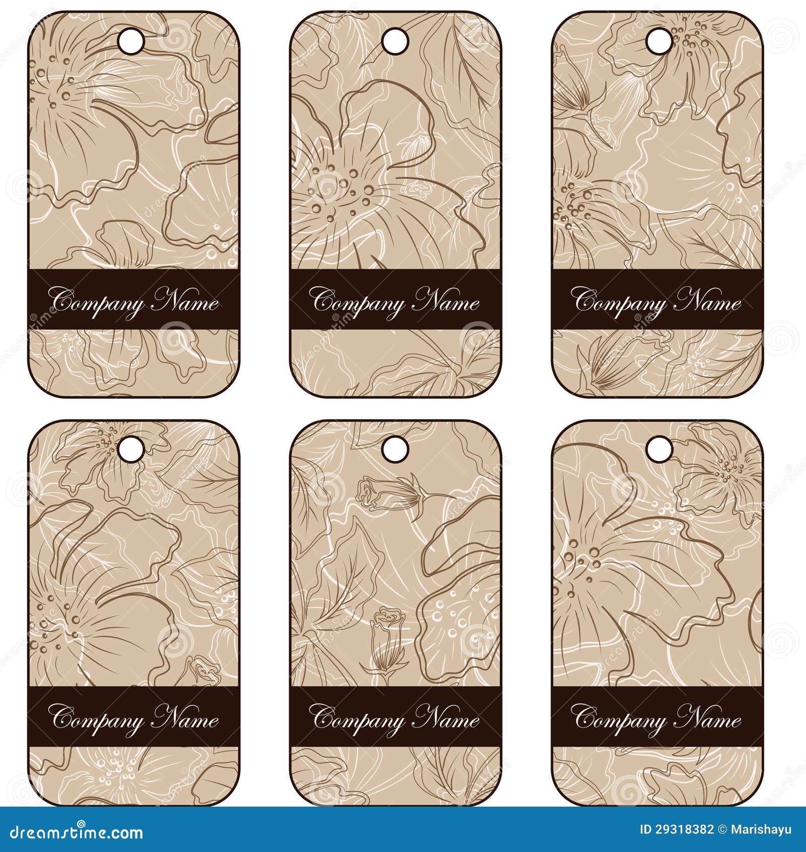 Brown tags with flowers stock vector. Illustration of summer - 29318382