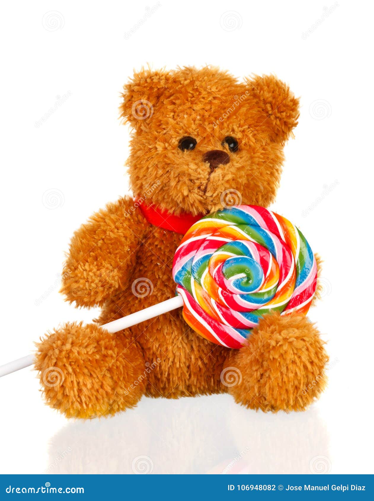 Brown Teddy Bear with a Candy Stock Photo - Image of shape, lollipop ...