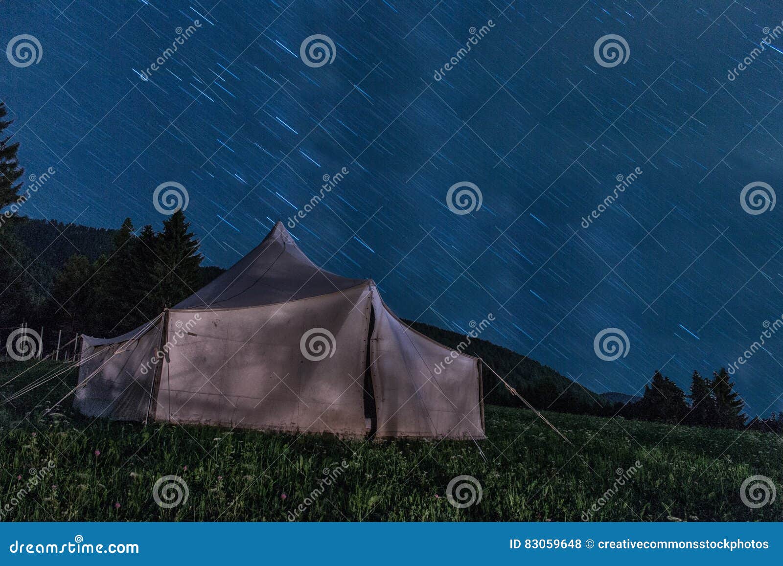 Brown Tent On Green Grass During Night Time Picture. Image: 83059648