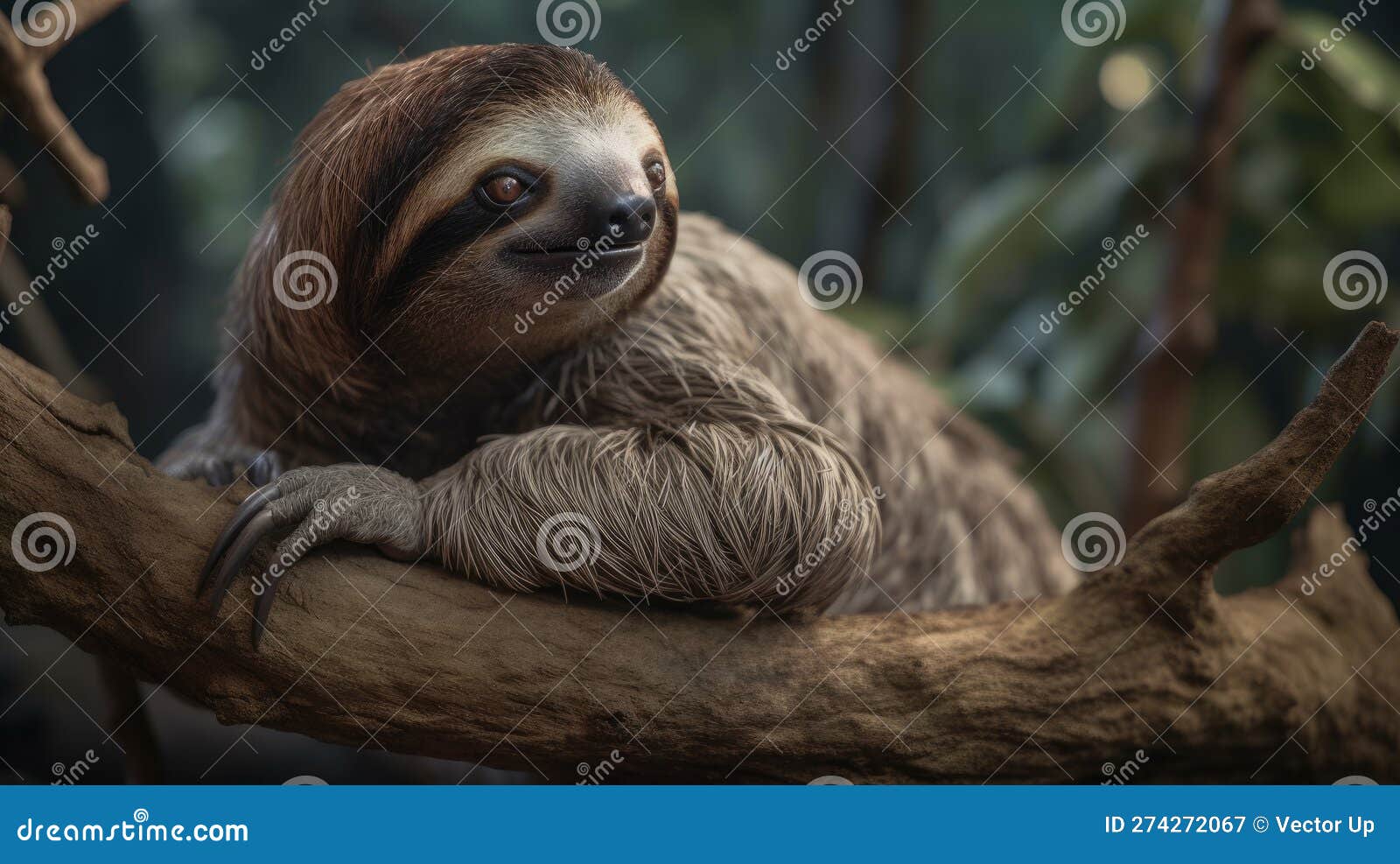 Brown-throated Three-toed Sloth. Generative AI Stock Illustration ...