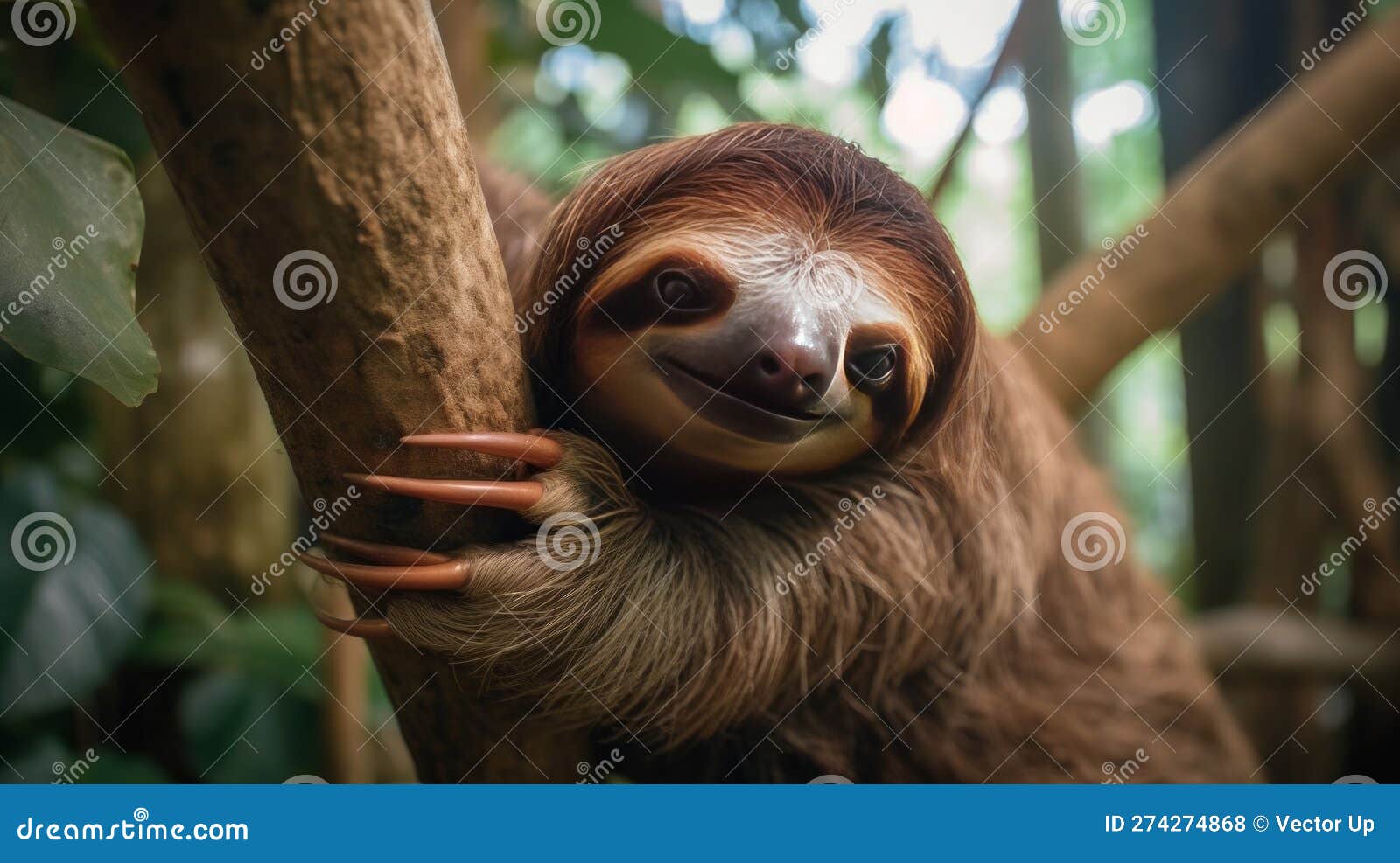 Brown-throated Three-toed Sloth. Generative AI Stock Illustration ...