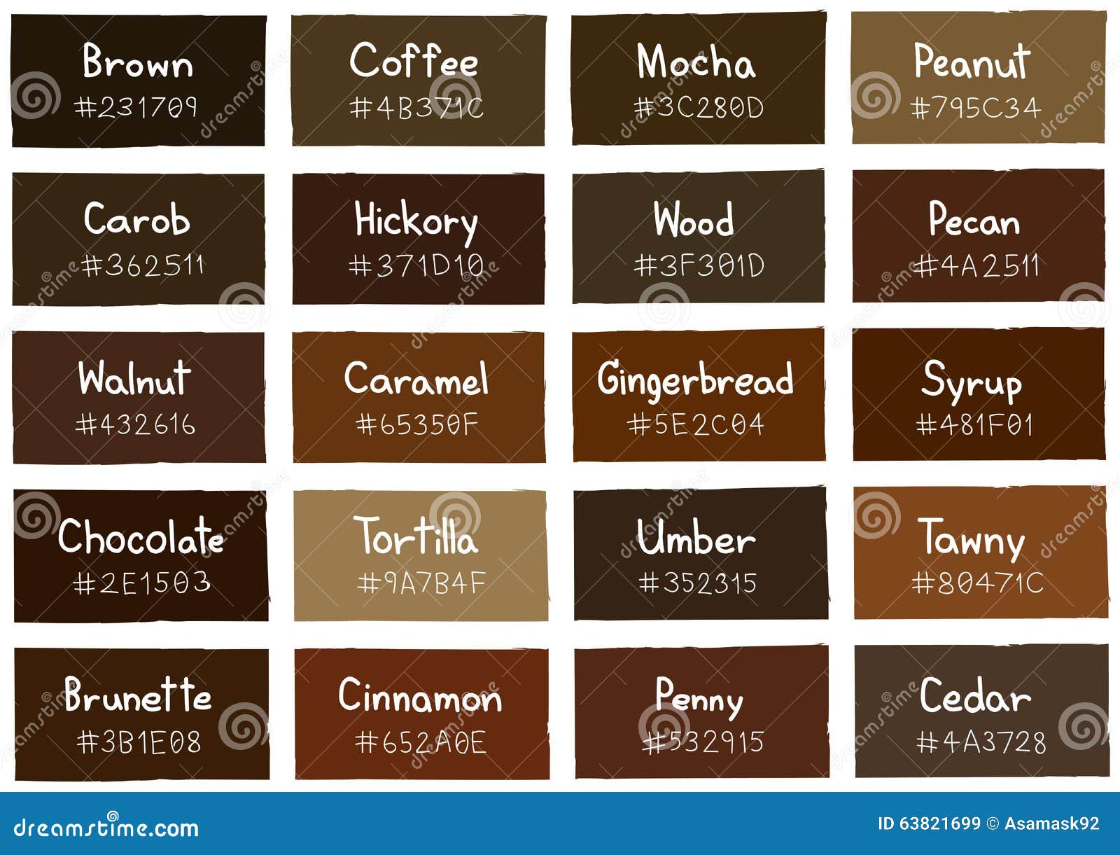 Brown Tone Color Shade Background Avec Le Code Et Le Nom Illustration ...