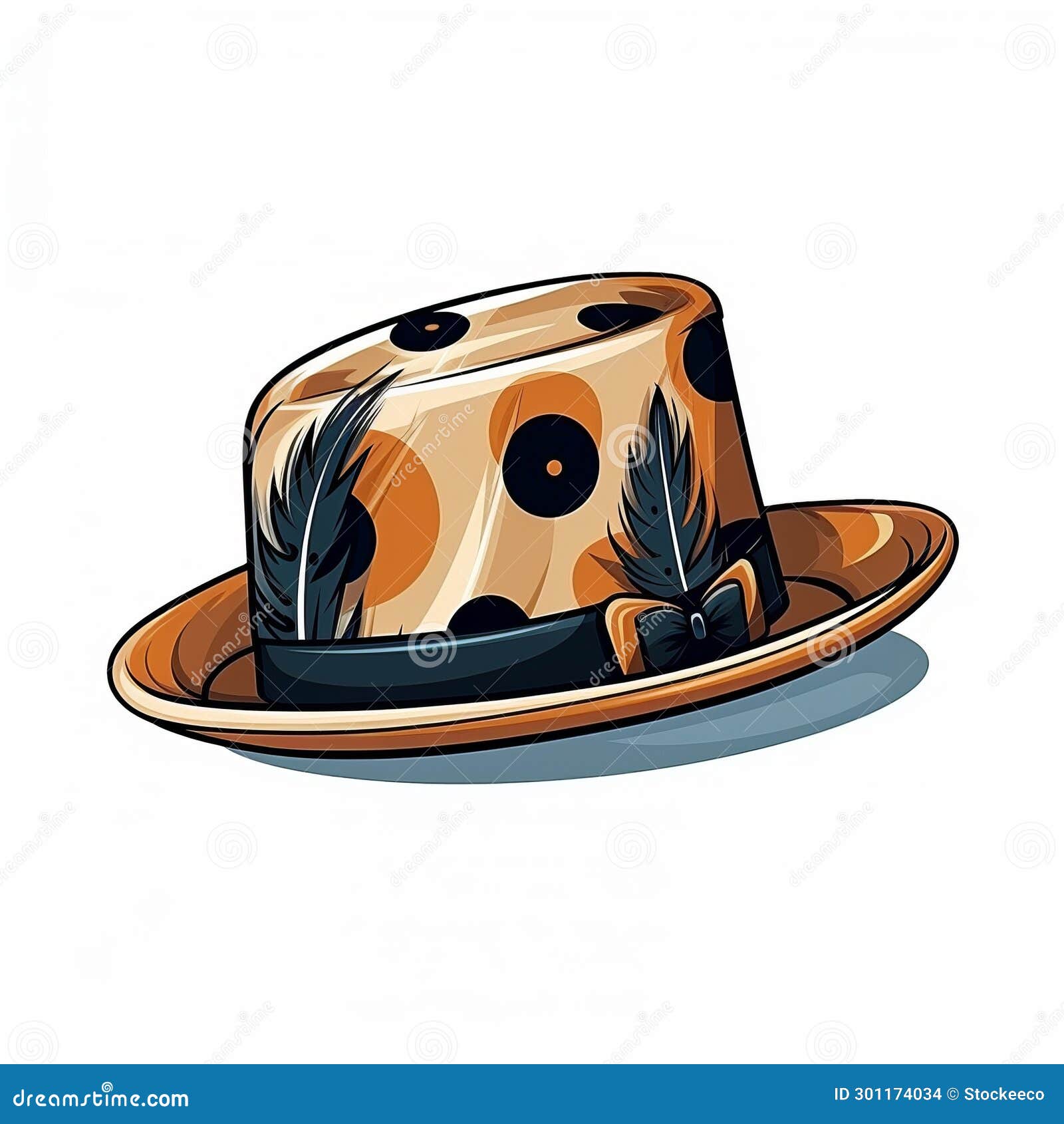 Cartoon Top Hat with Feather and Fox Vector Illustration Stock ...
