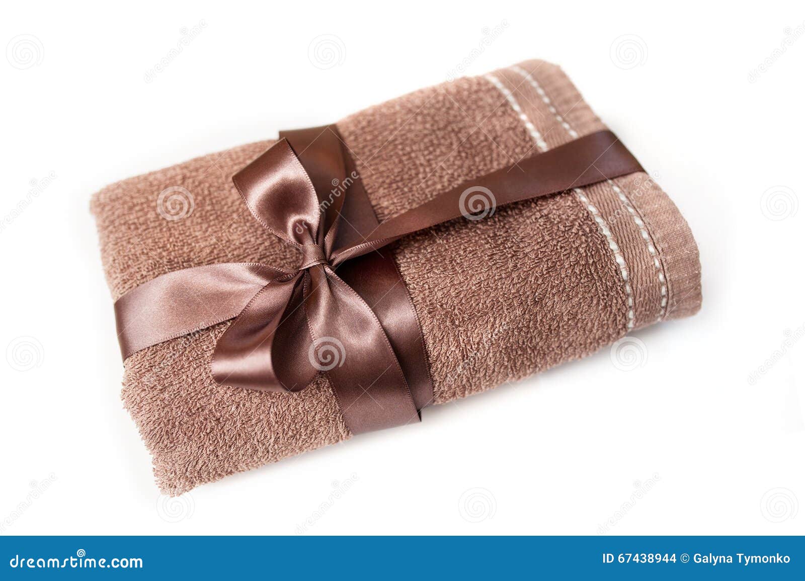 Brown Towel Tied with a Ribbon and Bow Stock Photo - Image of brown ...