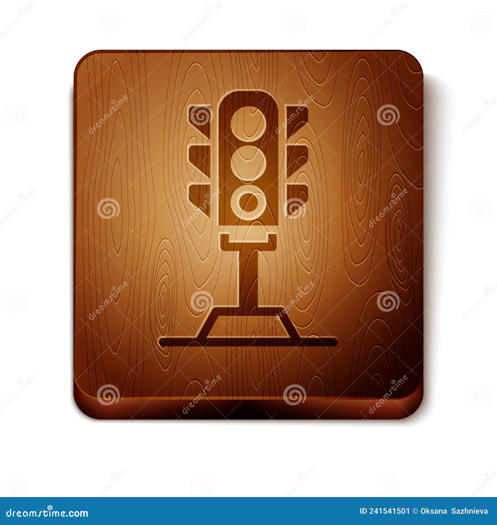 Brown Traffic Light Icon Isolated on White Background. Wooden Square ...