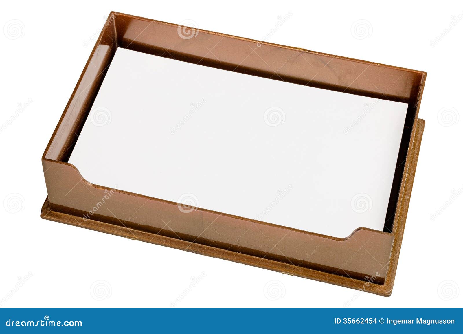 Brown Tray with Blank Paper Stock Photo - Image of paper, sheet: 35662454