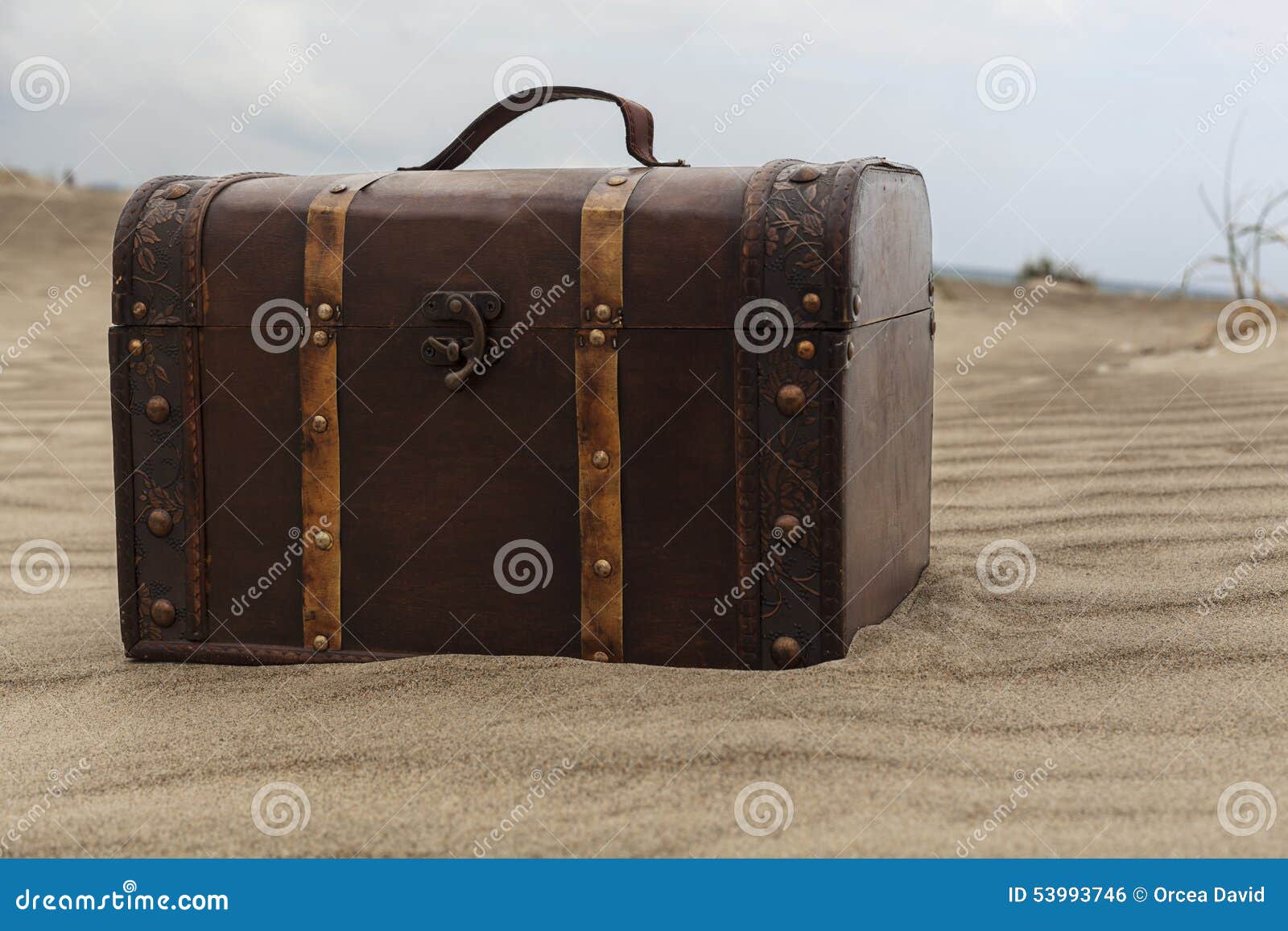 Brown Treasure Chest stock photo. Image of sandy, ancient - 53993746